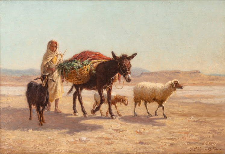 Matilda Lotz (american, 1858 1923) Oil On Canvas Ca. 1880 1900, "going ...