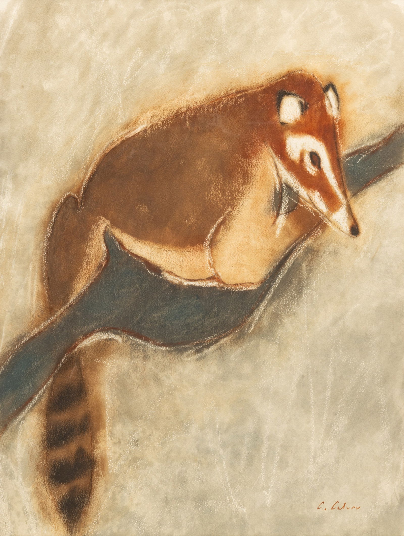 Charles Culver (amerian, 1908-1974) Pastel On Paper, 1967, "white Nosed ...