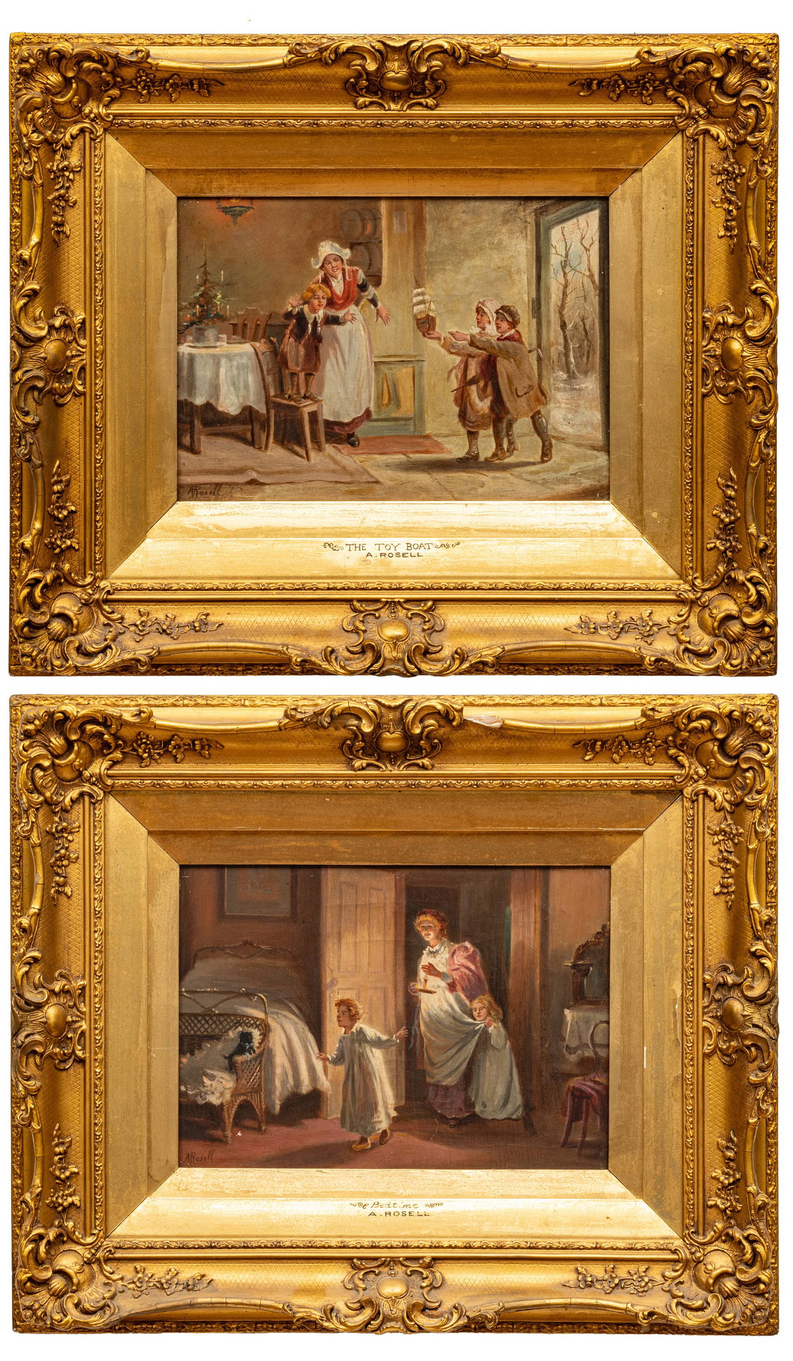 Alexander Rosell (british, 1859-1922) Oils On Canvas 19th C., "bedtime ...