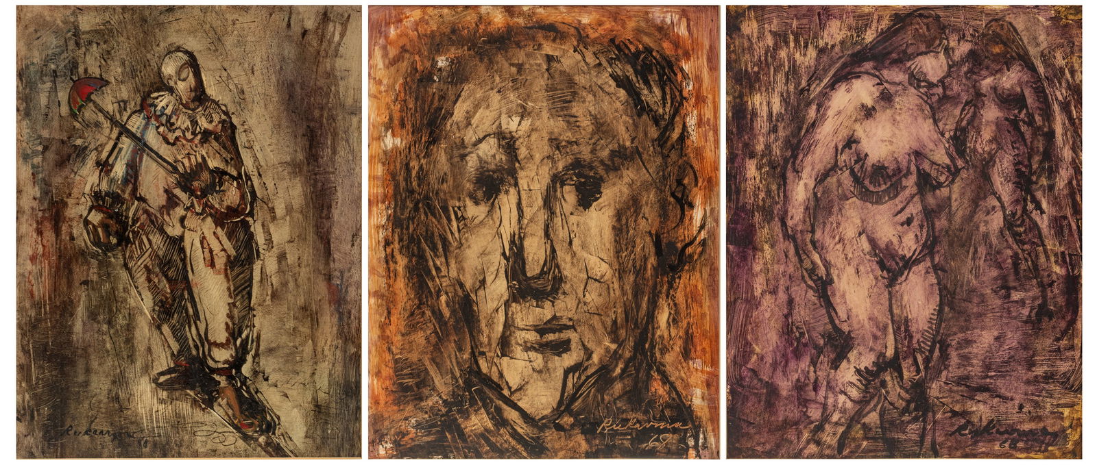 Robert Rukavina (american/detroit, 1914-1977) Oils On Paper 1968, 1969 ...