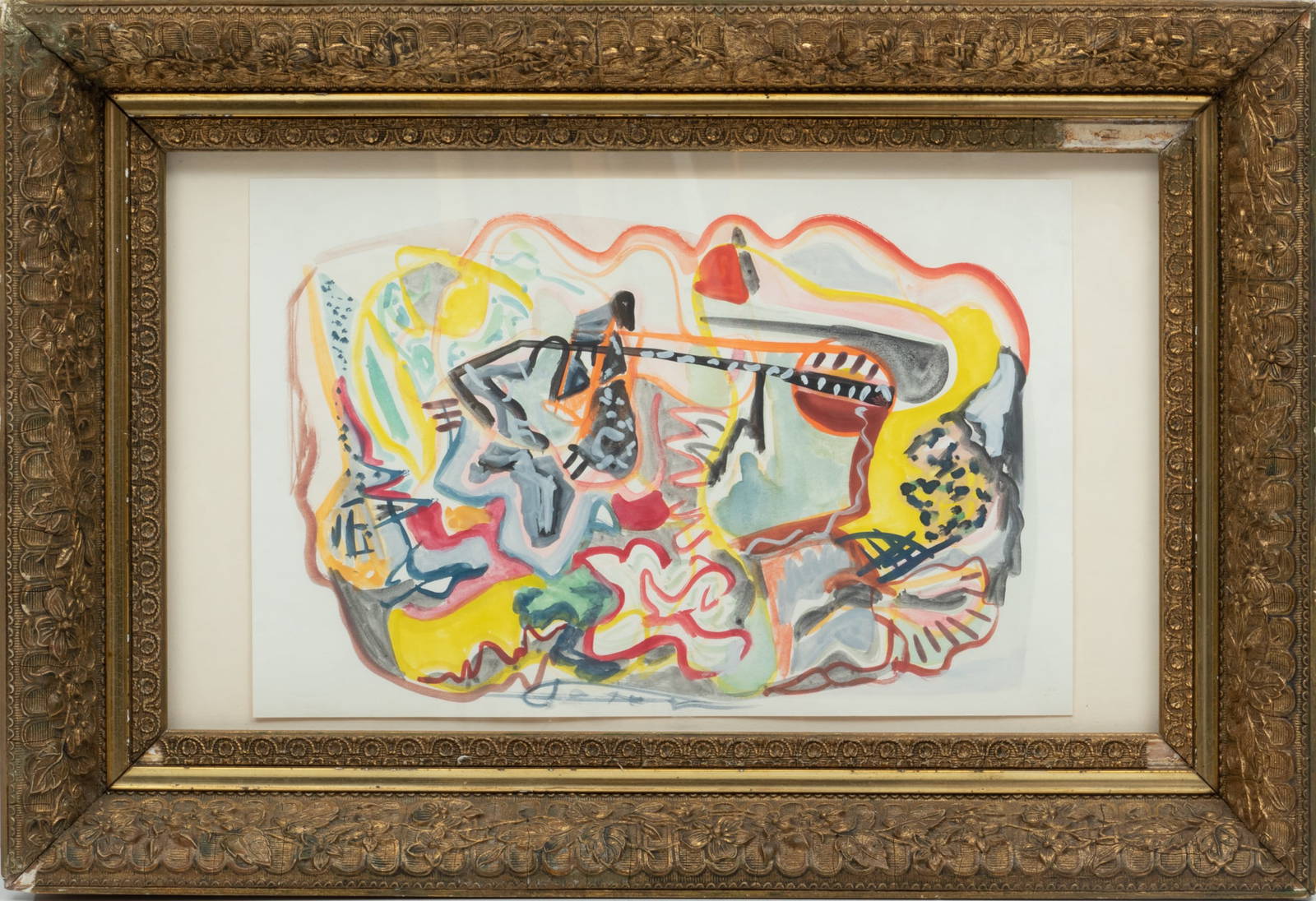 Jack Faxon 1936 - 20, Abstract Watercolor H 8" W 10" Auction