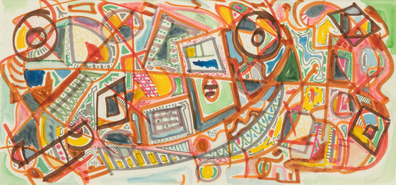 Jack Faxon (american, 1936-2020) Watercolor Abstract H 8" W 17" Auction