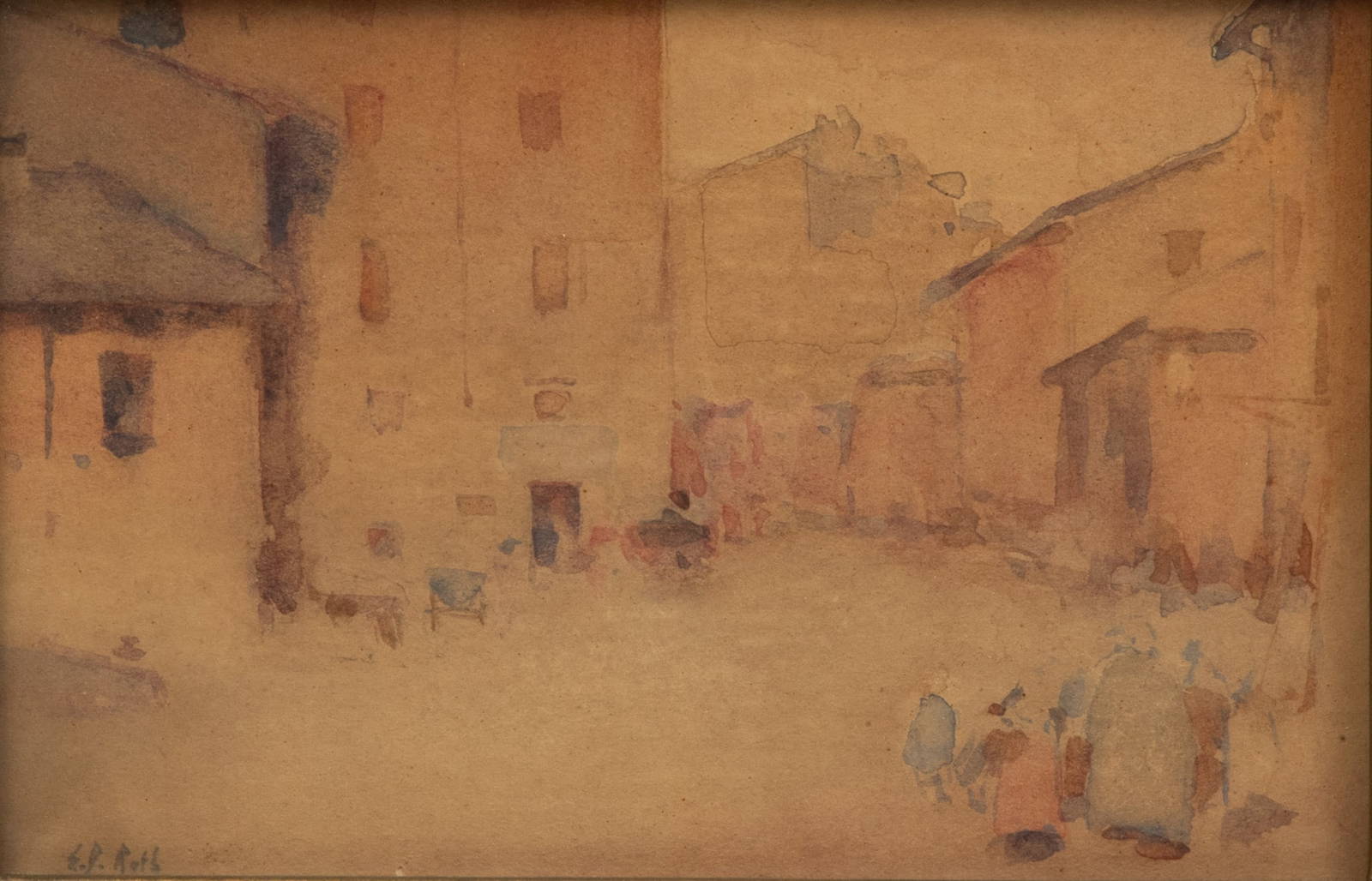 Ernest David Roth (american, 1879-1964) Watercolor On Paper, "street ...