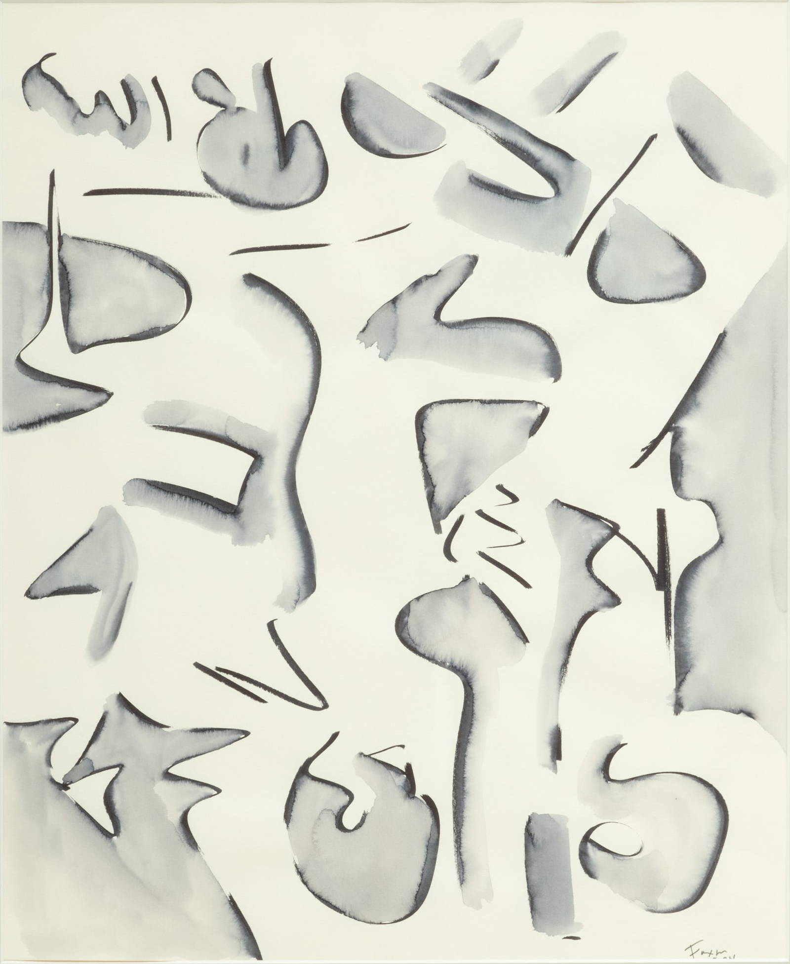 Jack Faxon (american, 1936-2020) Watercolor. Abstract In Grey And Black ...