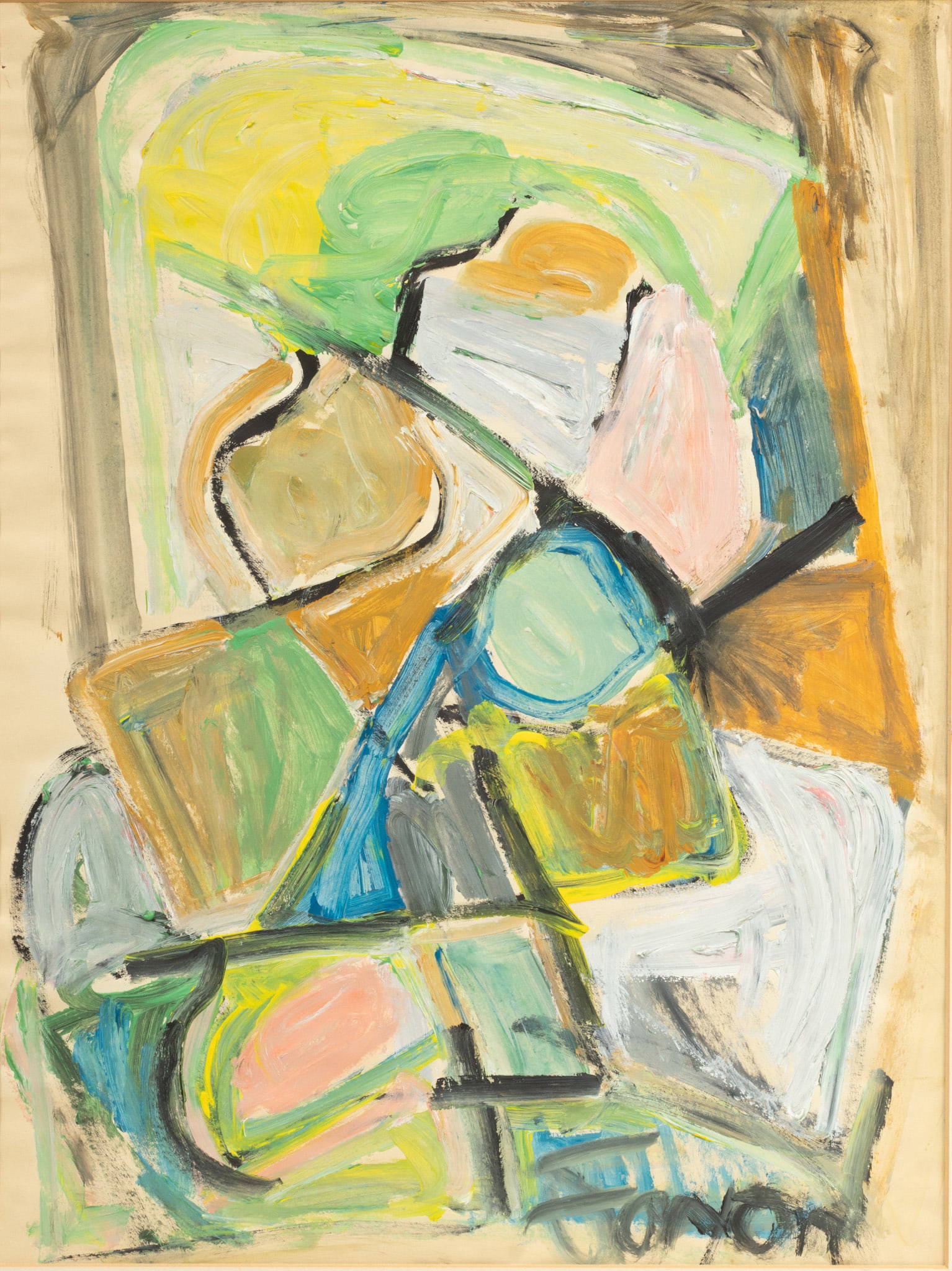 Jack Faxon (american, 1936-2020) Acrylic On Paper. H 23" W 16" Auction