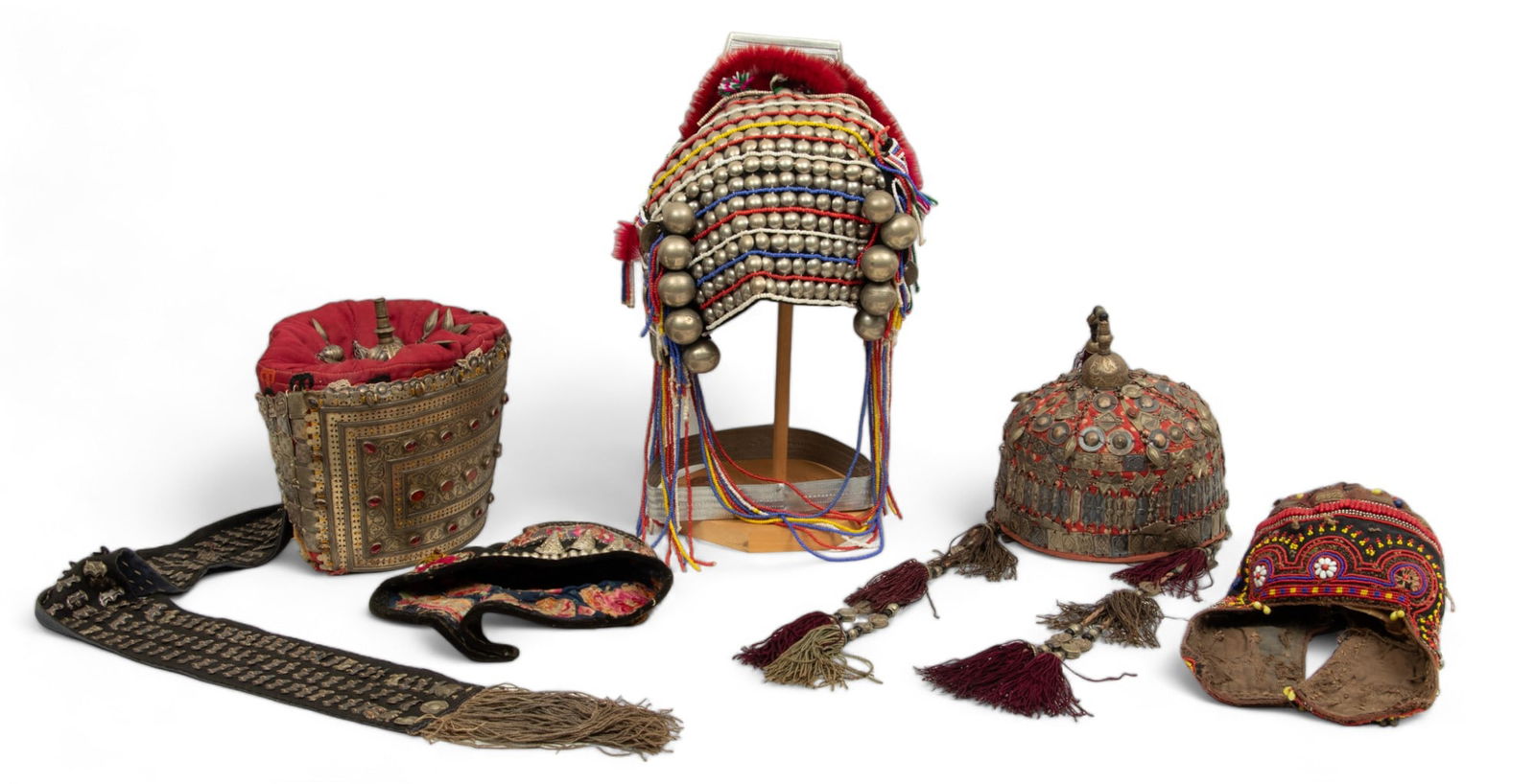 Traditional Headwear, Turkmenistan, Pakistan, Burma And Nepal, 5 Pcs ...