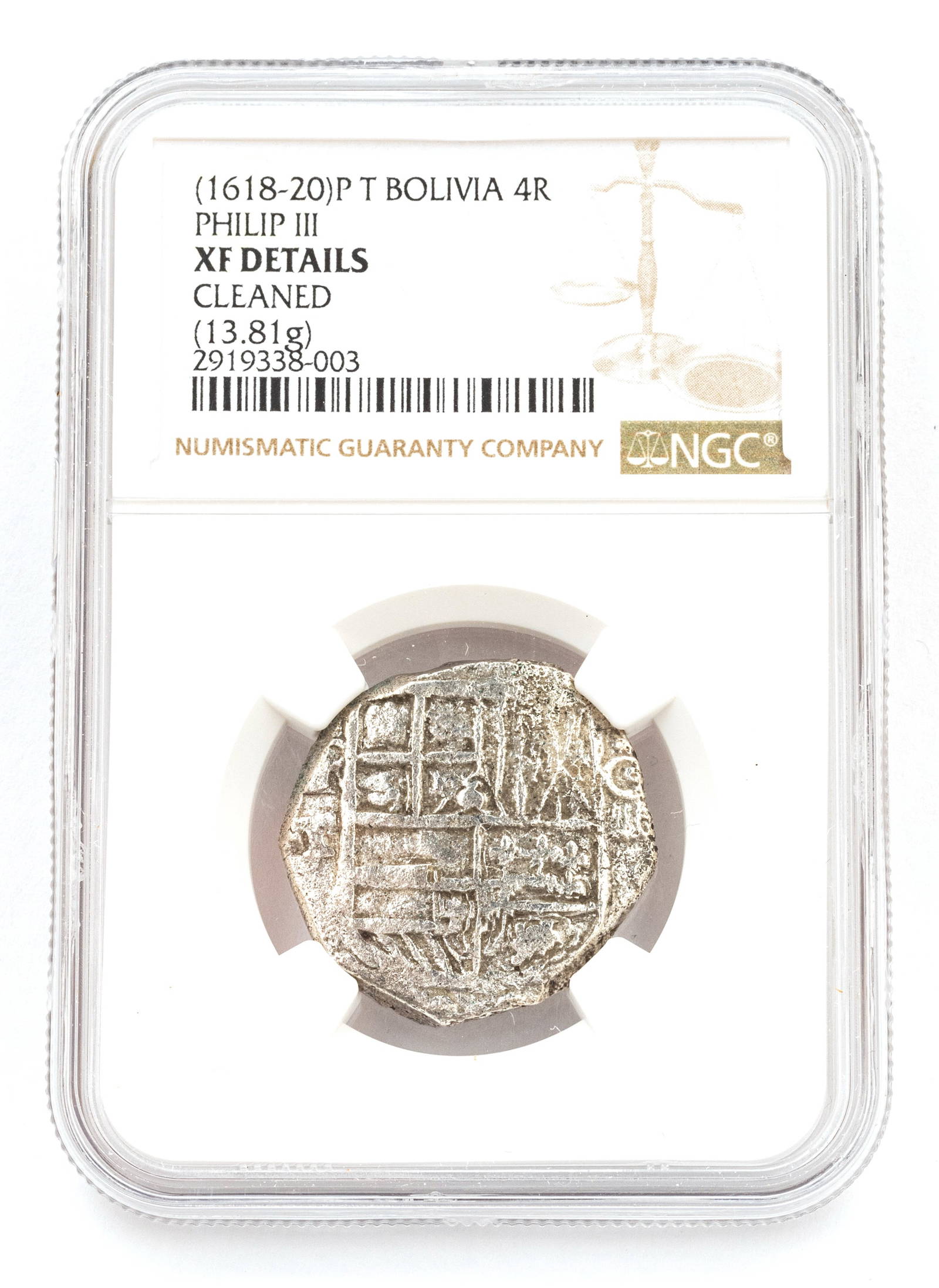 1618-1620 P T Bolivia Philip Iii 4 Reales Coin, Dia. 1" 13.81g (ngc ...