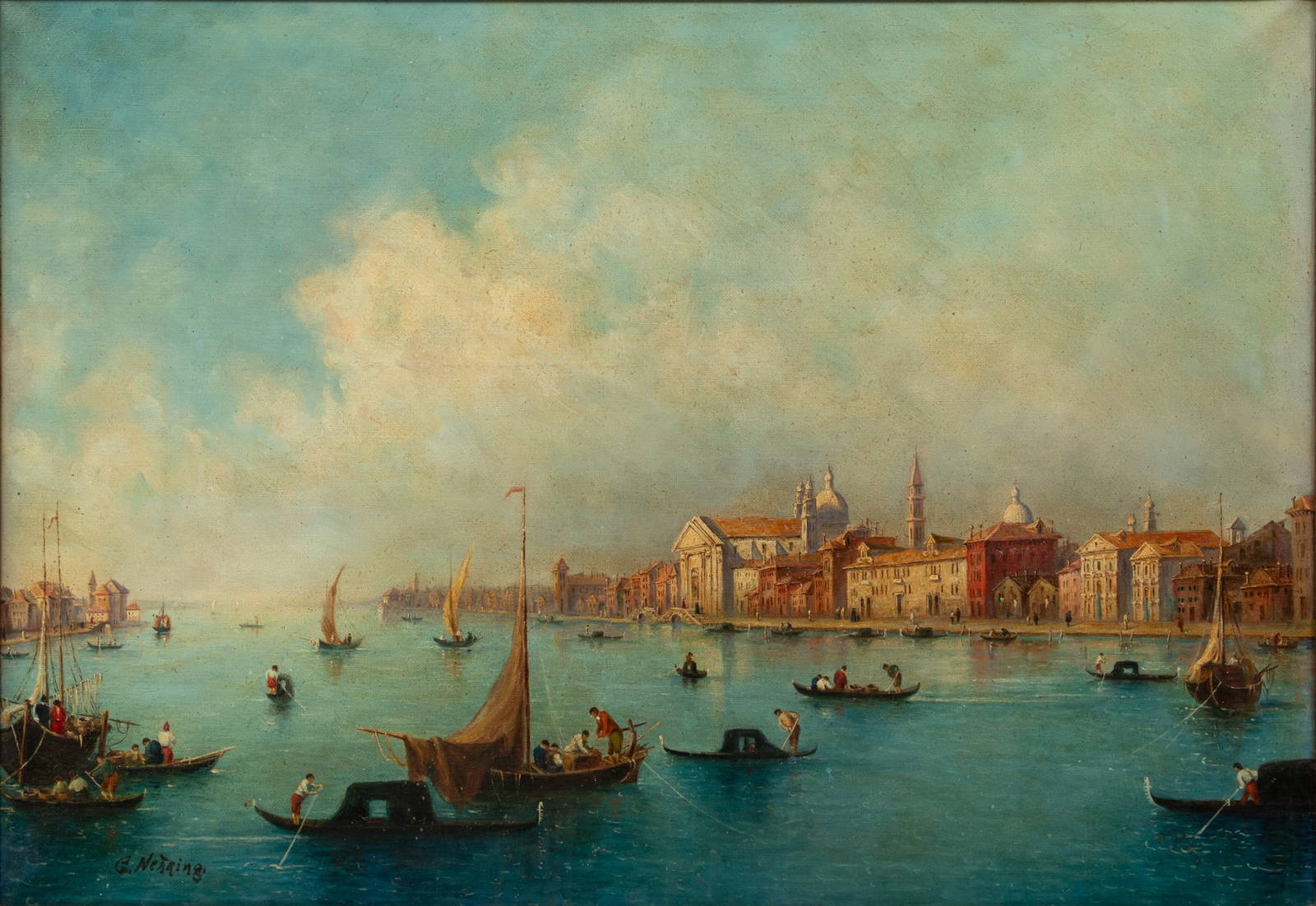 G. Nehring, Oil On Canvas Ca. 1900, "venice Canal Scene", H 23" W 33 ...