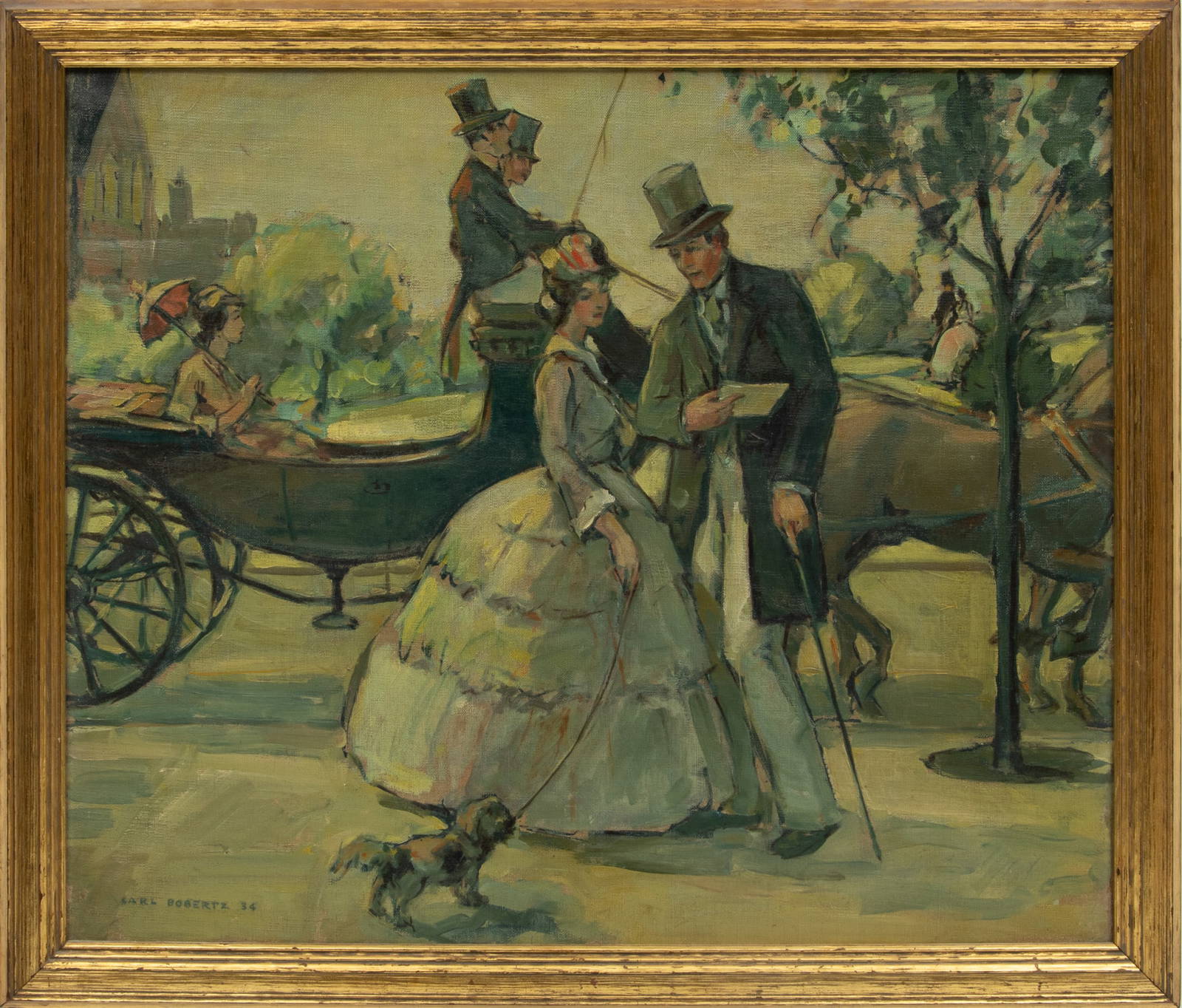 Carl Bobertz (american, 1899-1974) Oil On Canvas 1934, "couple Near ...