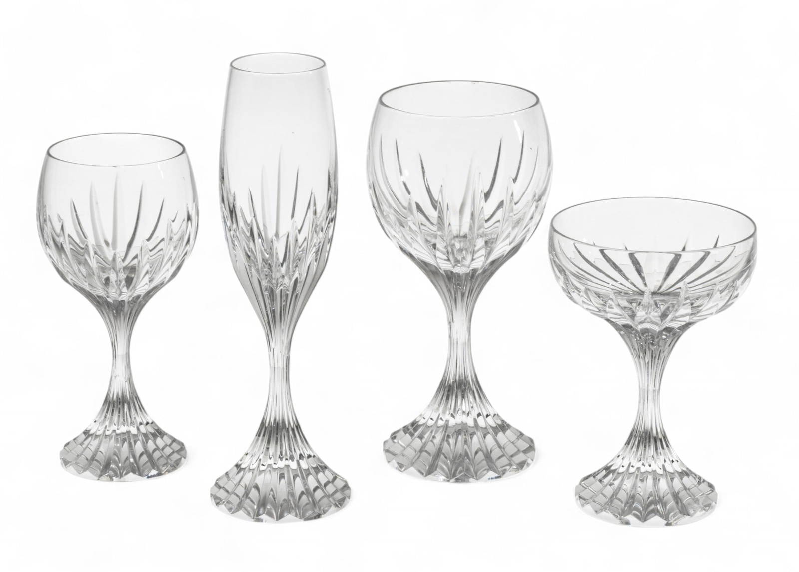 Baccarat (french) 'messena' Crystal Stemware, Service For Four, H 7.5" Dia. 3.25" 16 Pcs Auction