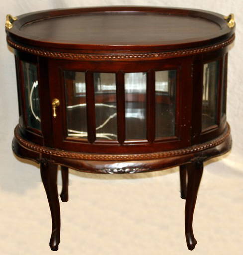 Mahogany And Glass Curio Table, H 30"