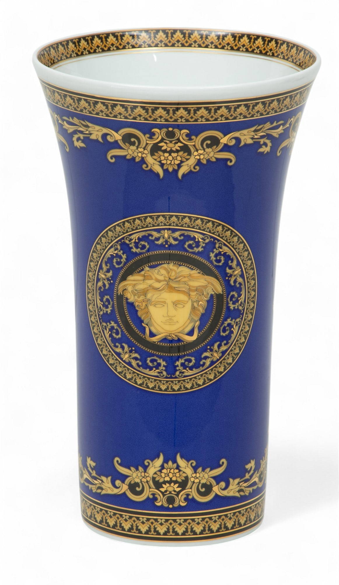 Versace (italian) For Rosenthal (german) 'medusa Blue' Porcelain Flower ...