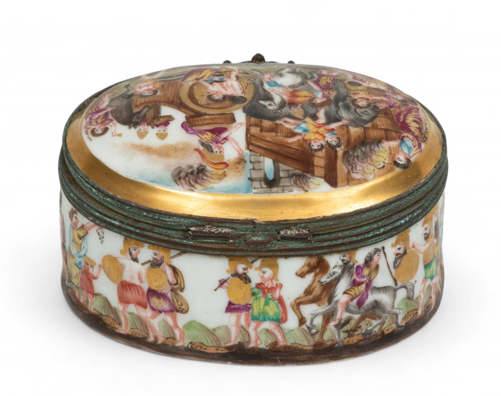 Capo De Monte (italy) Porcelain Hinged Oval Box, Ca. 19th.c. Auction