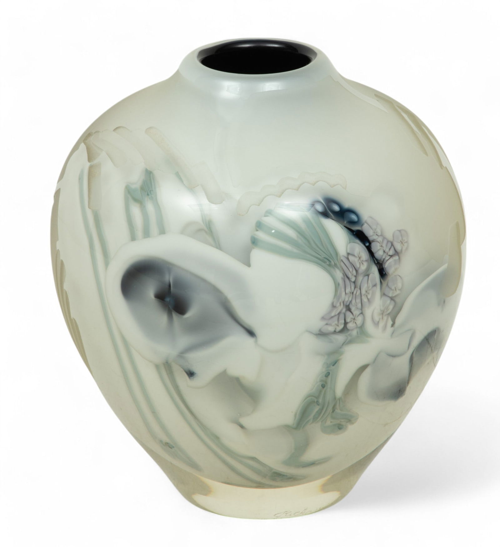 Richard Ritter (detroit, B. 1940) Studio Glass Floral Vase, Signed Auction