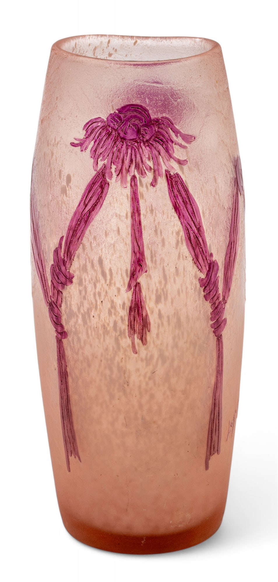 Legras (french) Cameo Glass Vase, Ribbon & Nest Motif H 13" W 4.5 ...