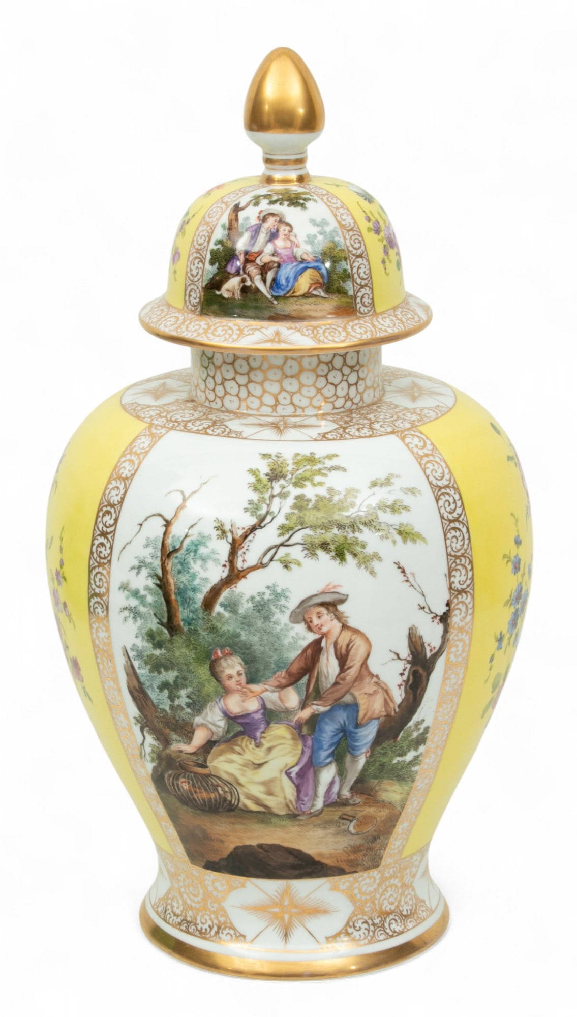 Dresden Porcelain (germany) Quatrefoil Covered Urn 1930 H 20" Dia. 10 ...