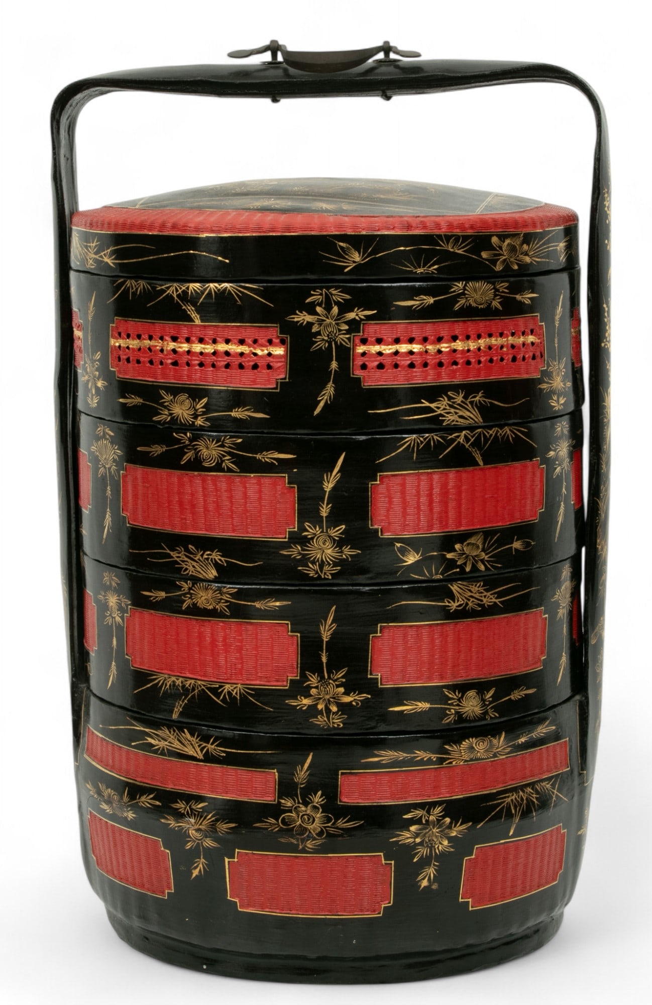 Chinese Black And Gold Lacquer Nesting Boxes 20th C . H 28" Dia. 17 ...