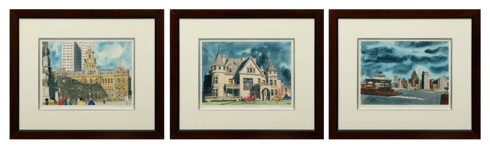 William A. Bostick (detroit, Michigan, 1913-2007) Lithographs In Color ...