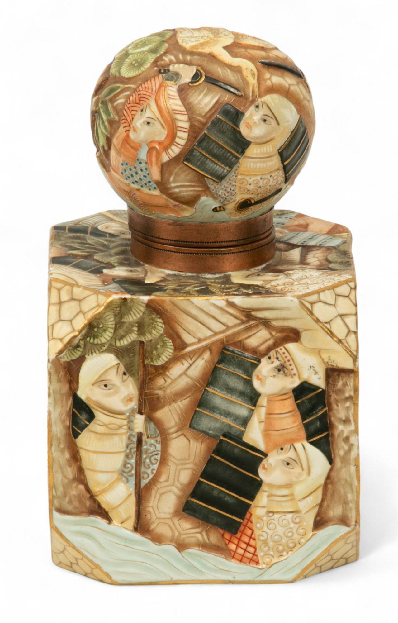 Kyotoware (japanese, B. 1900-1920) Hand Painted Porcelain Inkwell H 7 ...