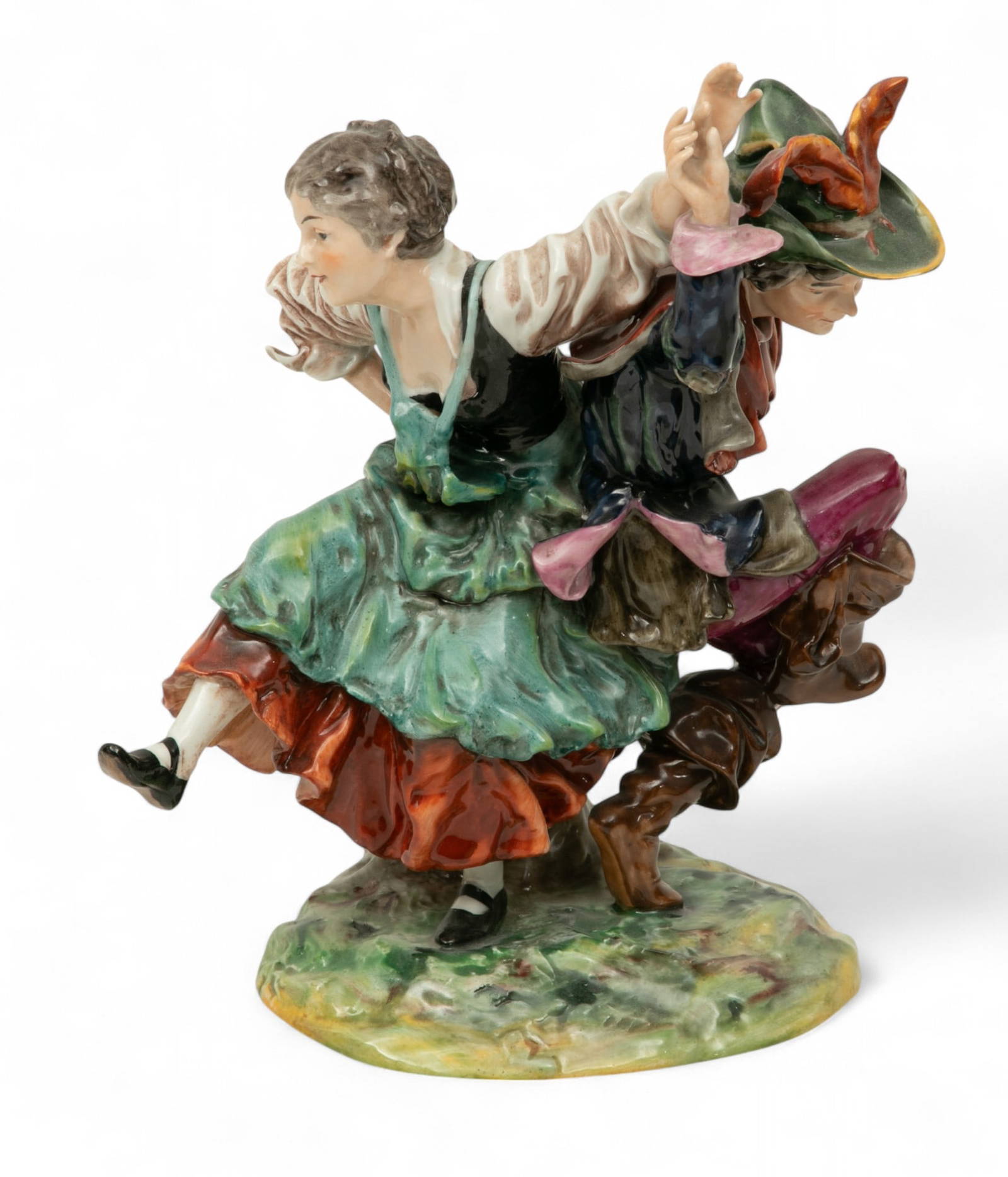 Capo De Monte (italy) Porcelain Dancers H 9.2" W 7.5" 1 Pc Auction