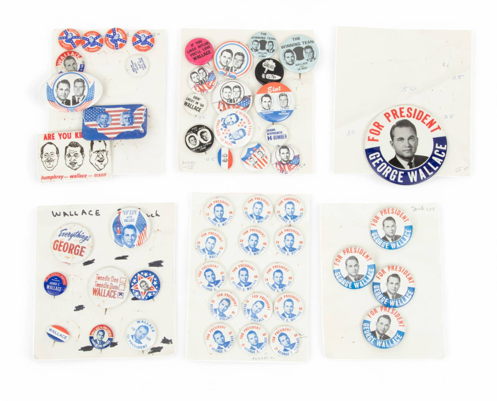 George Wallace And Curtis Lamay Campaign Buttons 1972, 52 Pcs Auction
