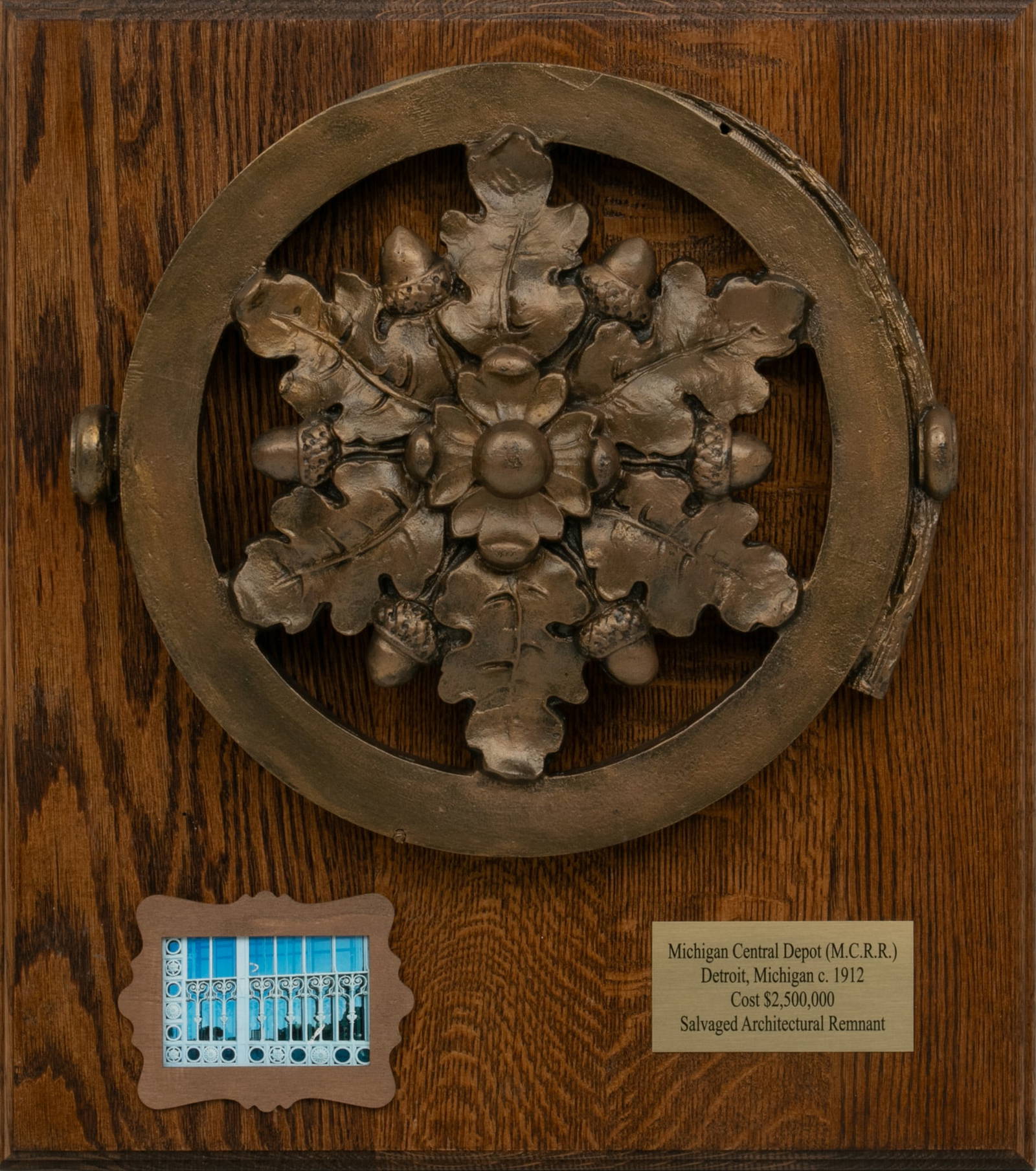 American Bronze Rondel Ca. 1910-1913, "from Michigan Central Station ...