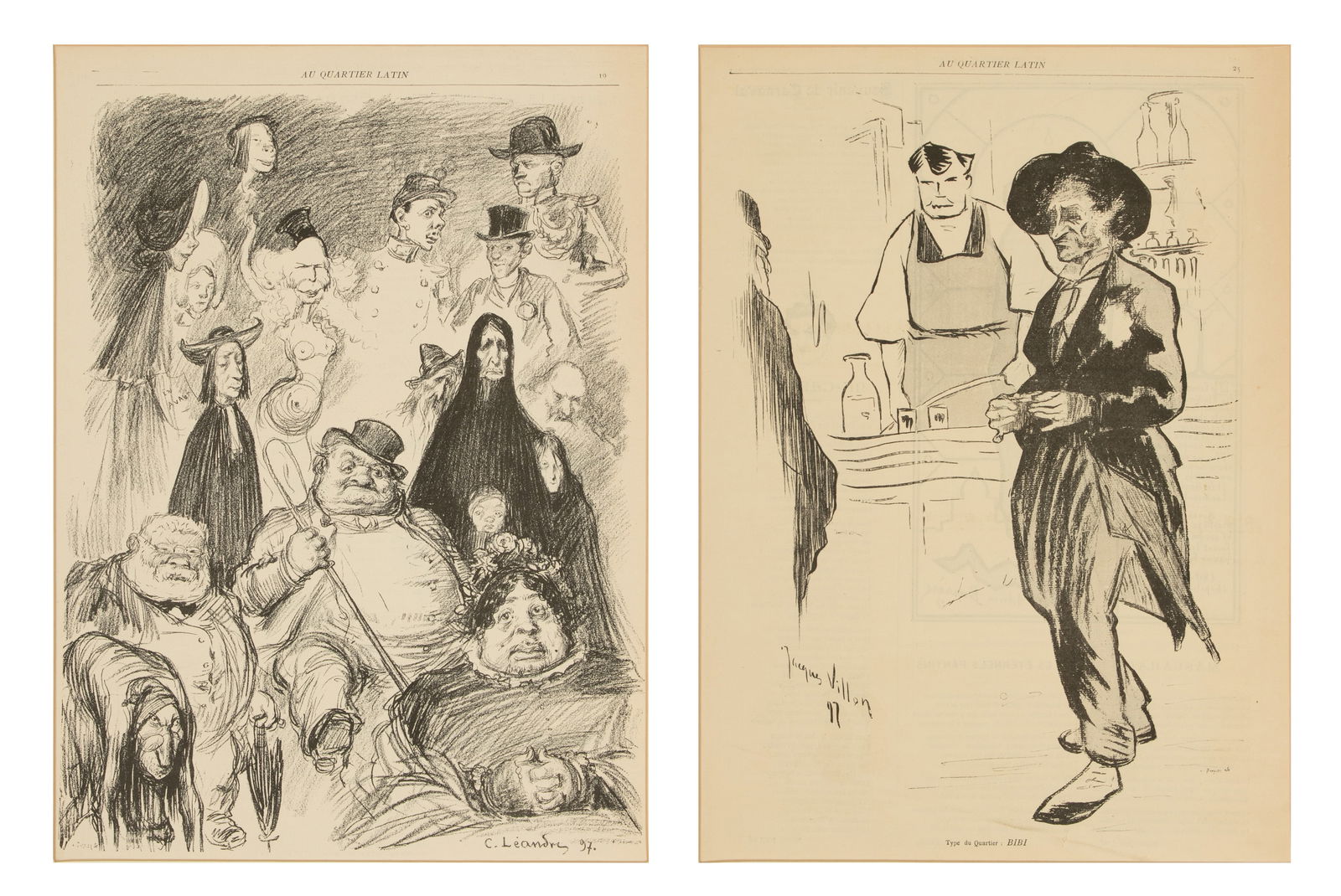 Jacques Villon And Charles Leandre Lithograph Prints For Au Quartier ...