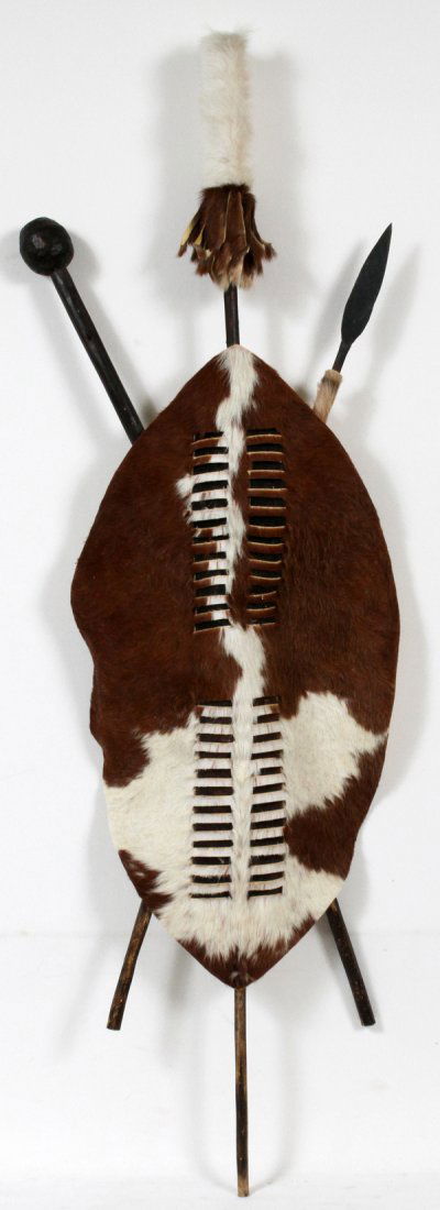 Hide Shield With Crossed Weapons African H 61"