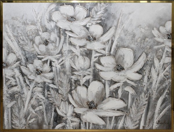 STEPHEN KAYE, 20TH.C. ACRYLIC ON CANVAS, FLORAL