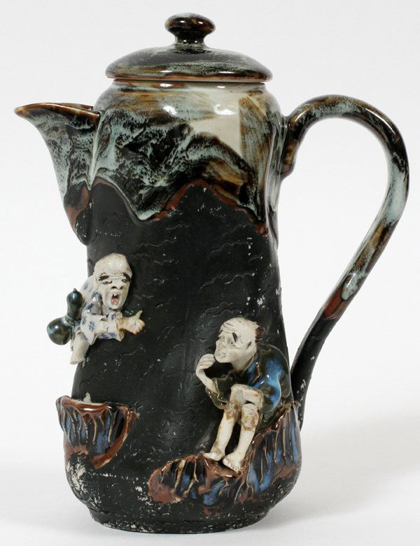 JAPANESE SUMIDA GAWA POTTERY CHOCOLATE POT