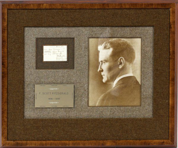 F. SCOTT FITZGERALD SIGNED NOTE PRINT CARD 1926
