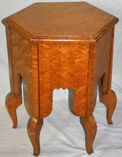 Birds Eye Maple Octagonal End Table, H 22"