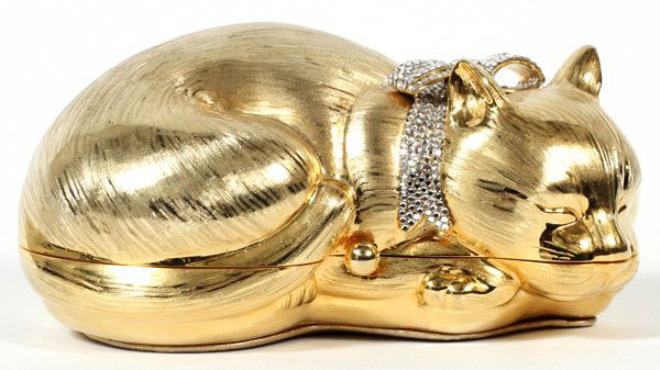 Judith Leiber Sleeping Cat Minaudiere, W 6"