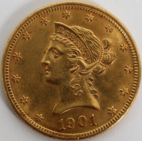 1901 USA OF AMERICA GOLD 10 DOLLAR COIN