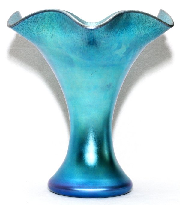 STEUBEN BLUE AURENE GLASS VASE
