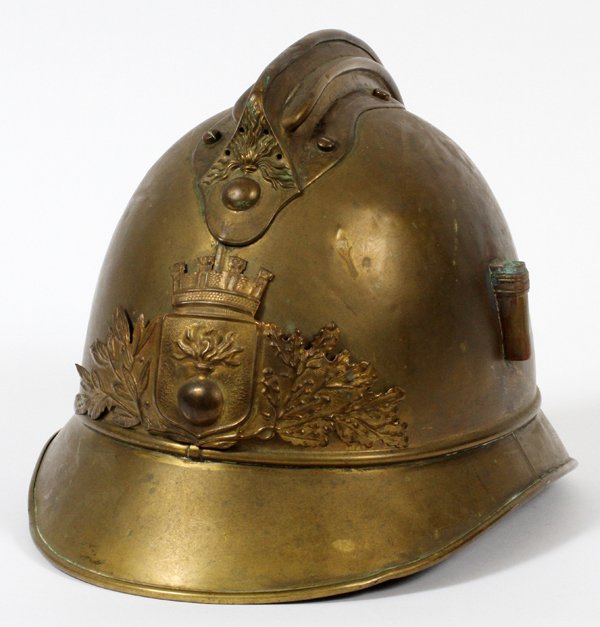 FRENCH BRASS FIRE BRIGADE DRESS HELMET