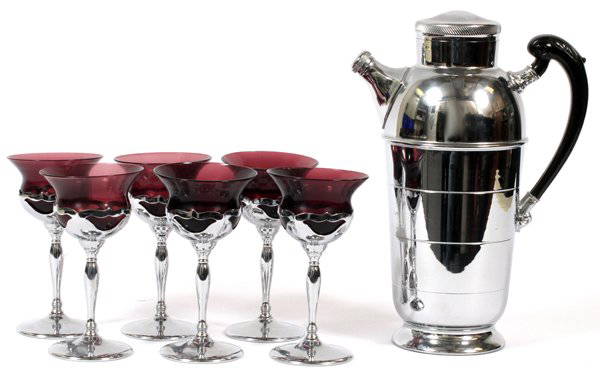 Krome Kraft Farber Bros. Cocktail Pitcher /stemware