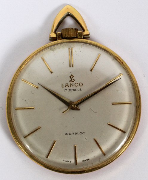 LANCO GOLD PLATED OPEN FACE POCKET WATCH FACE