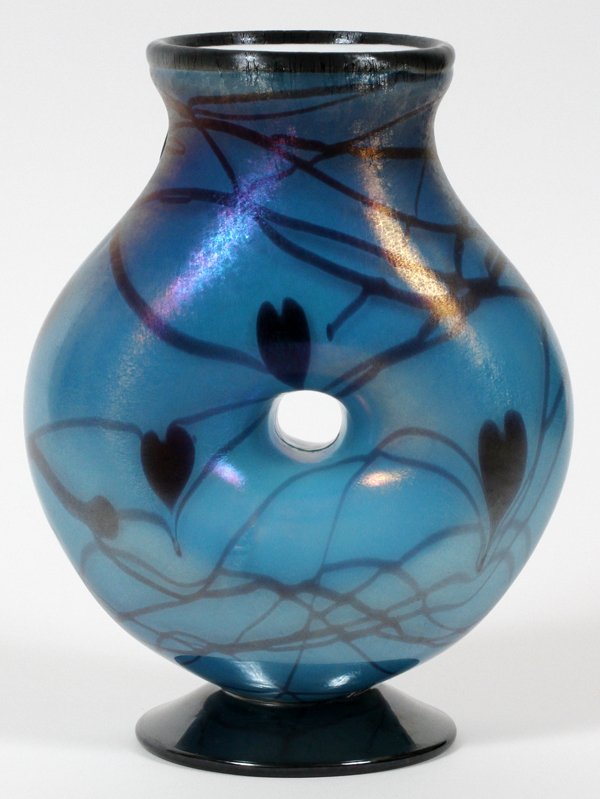 Dave Fetty Fenton Art Glass Donut Vase