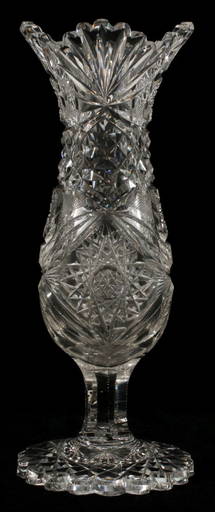 Libbey Brilliant Cut Glass Footed Vase C. 1890