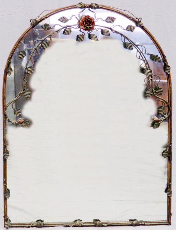 WROUGHT IRON ARCHED TOP MIRROR