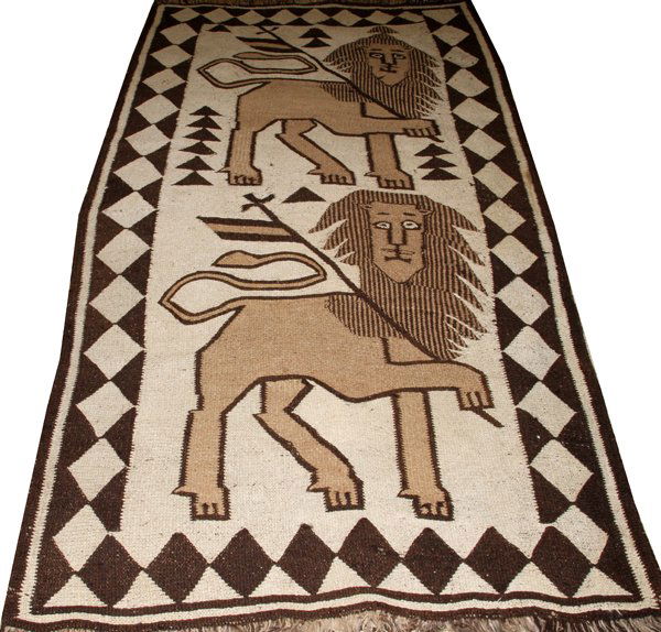 ETHIOPIAN WOVEN WOOL CARPET C. 1960
