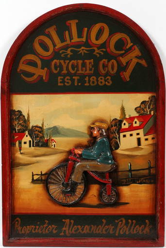 POLLOCK CYCLE CO. WOOD PLAQUE - Sep 18, 2015 | DuMouchelles in MI