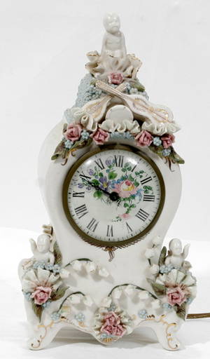 Reina Bone China Clock /w Raised Flowers