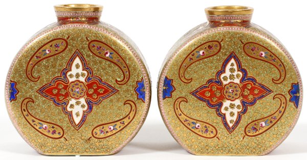 COALPORT PORCELAIN ENAMELED 'SALOPIAN' WARE VASES