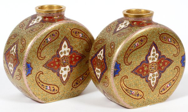 COALPORT PORCELAIN ENAMELED 'SALOPIAN' WARE VASES