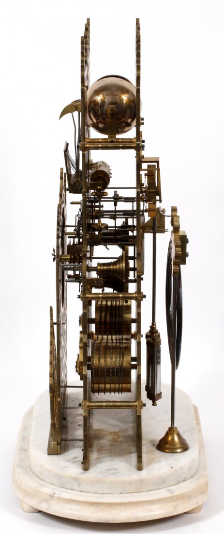 ENGLISH TRIPLE FUSEE BRASS CATHEDRAL SKELETON CLOCK