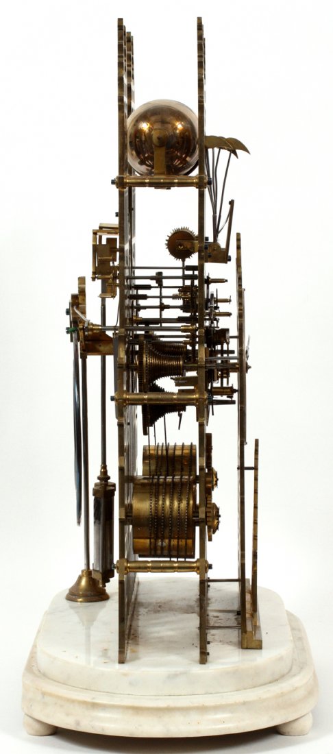 ENGLISH TRIPLE FUSEE BRASS CATHEDRAL SKELETON CLOCK