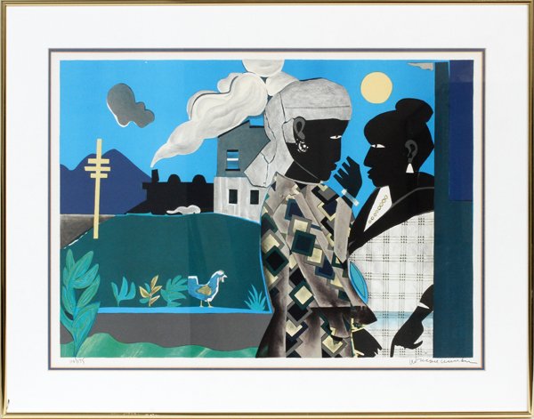 ROMARE BEARDEN COLOR LITHOGRAPH