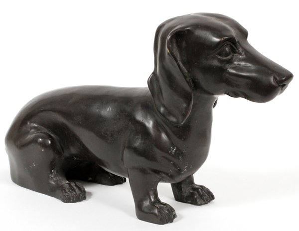 BRONZE SCULPTURE DACHSHUND